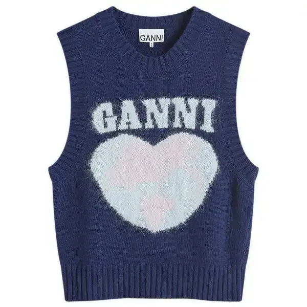 Ganni Graphic Vest In Sky Captain - 50% Off | Editorialist